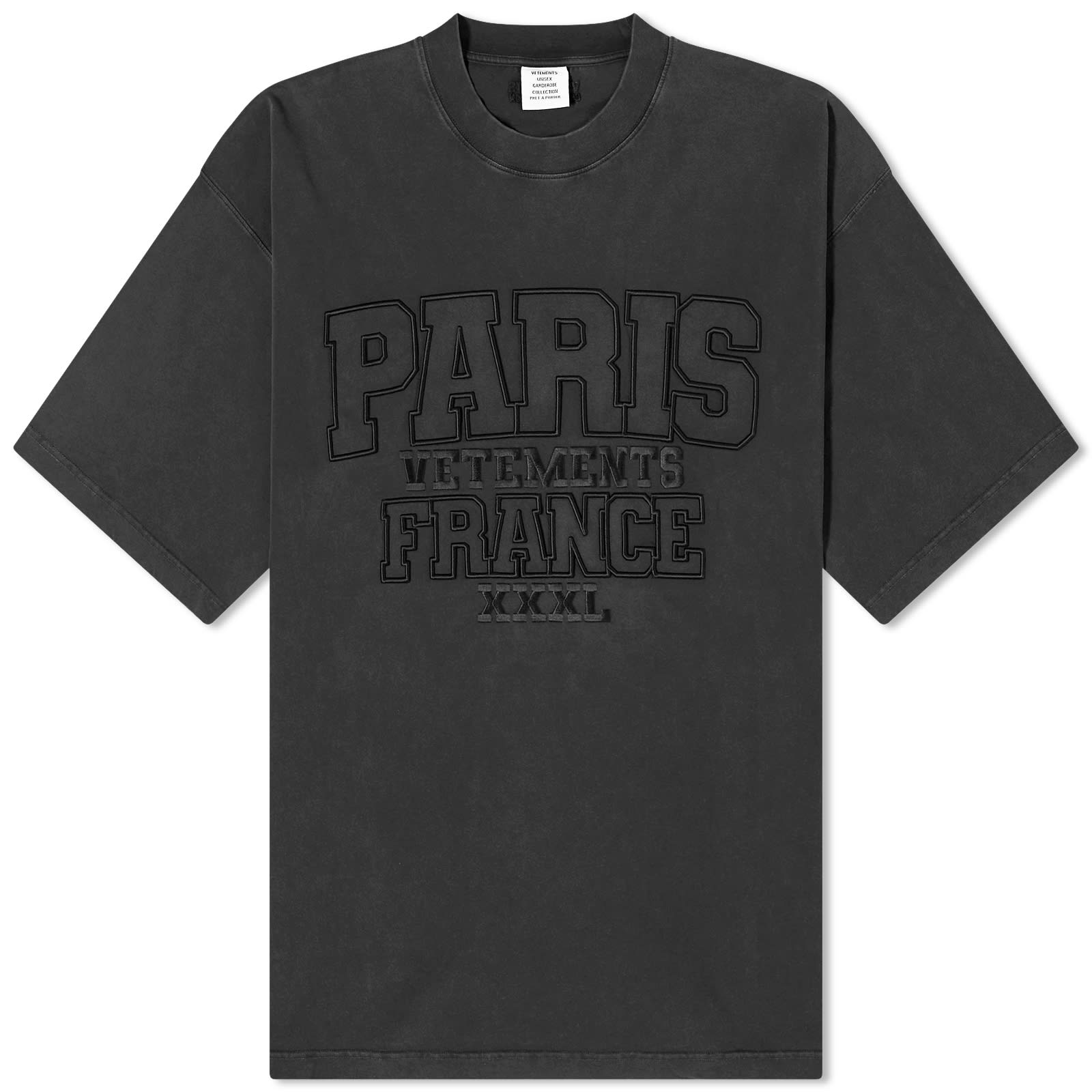 Vetements Paris Logo T-Shirt In Washed Black - 55% Off | Editorialist